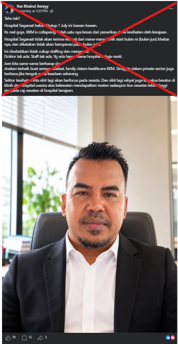 Authorities refute claims Malaysian district hospital is shutting