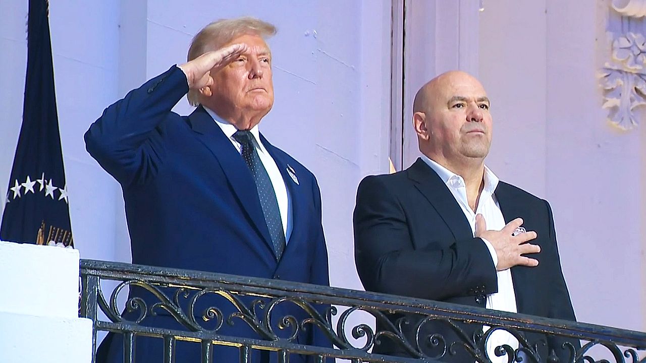 Donald Trump and Dana White greet crowd as UFC Freedom 250 kicks off at ...