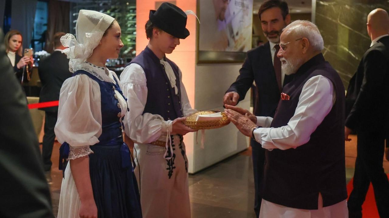 In photos PM Modi receives traditional Slovakian welcome in Bratislava