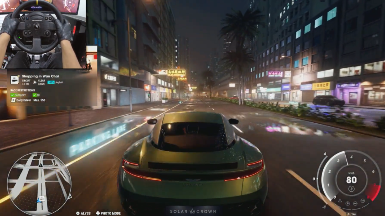 Realistic driving simulator Aston Martin DB11 interior experience