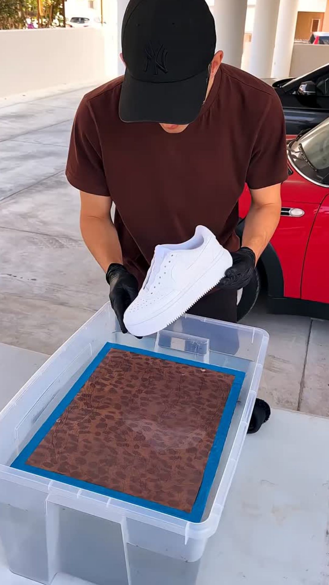 Nike shoe customization using crazy leopard hydro dip method