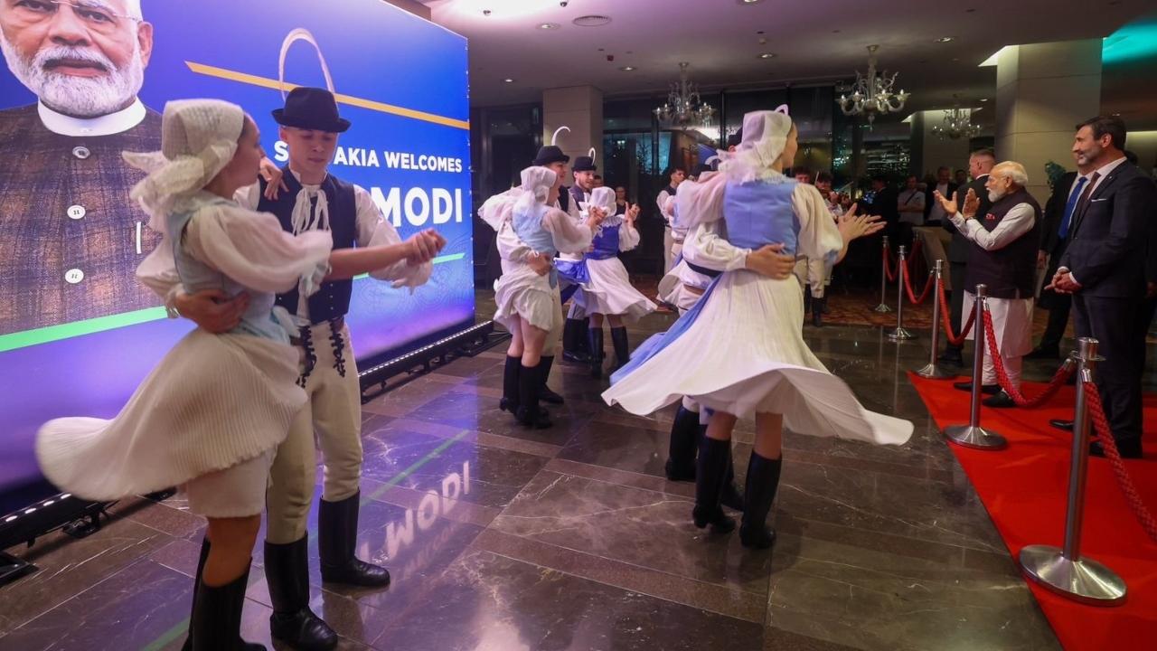 In photos PM Modi receives traditional Slovakian welcome in Bratislava