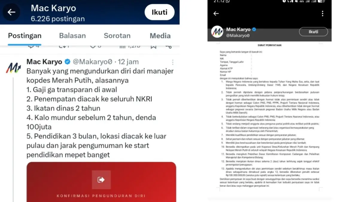Surat pernyataan manajer Kopdes Merah Putih bocor di medsos, undur diri ...