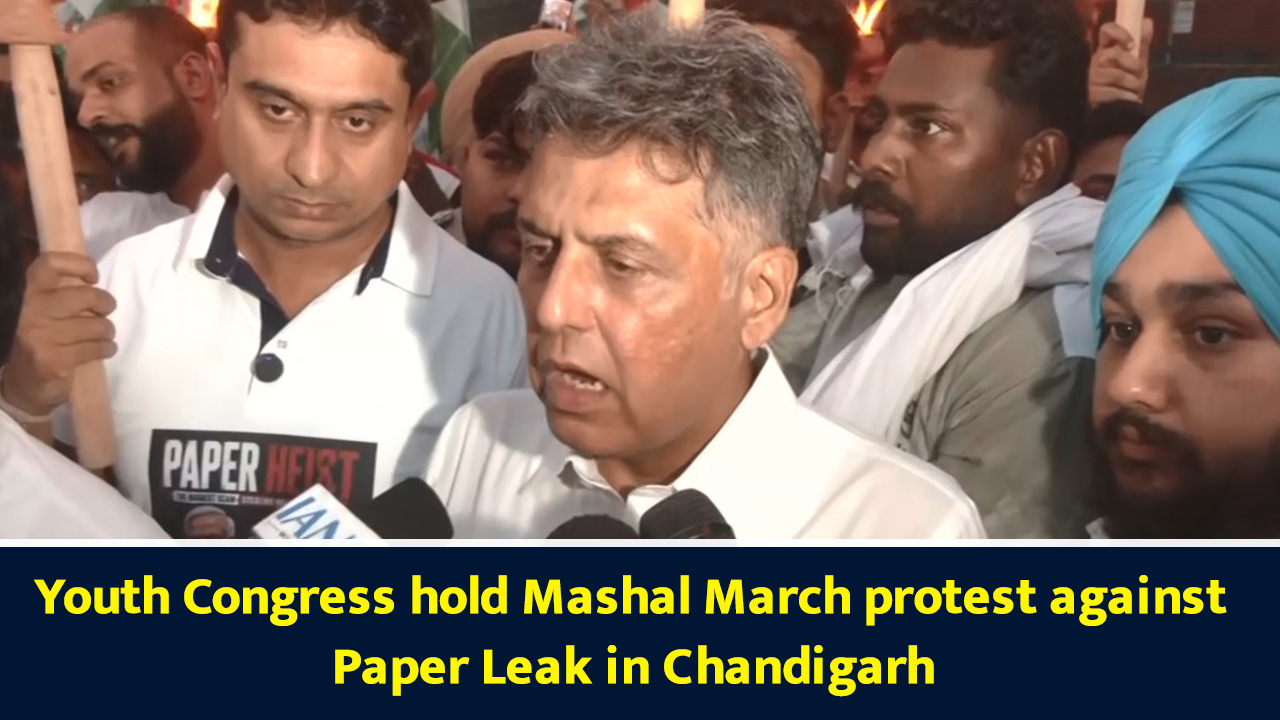 Youth Congress hold Mashal March protest against Paper Leak in Chandigarh