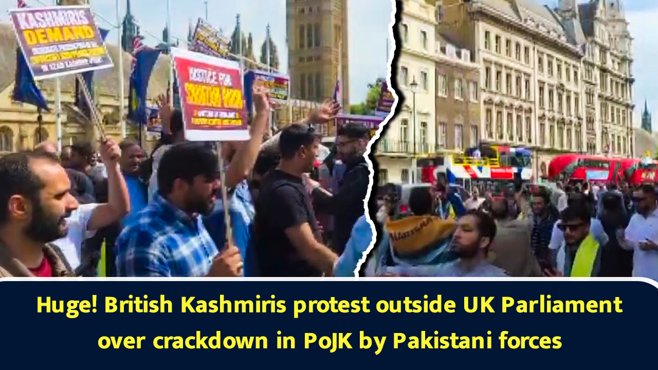 Huge! British Kashmiris protest outside UK Parliament over crackdown in ...