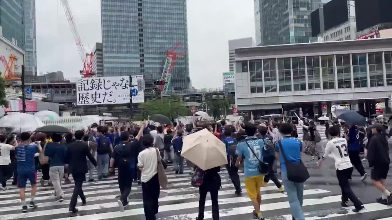 Japan fans flood Shibuya Crossing after World Cup match against the ...