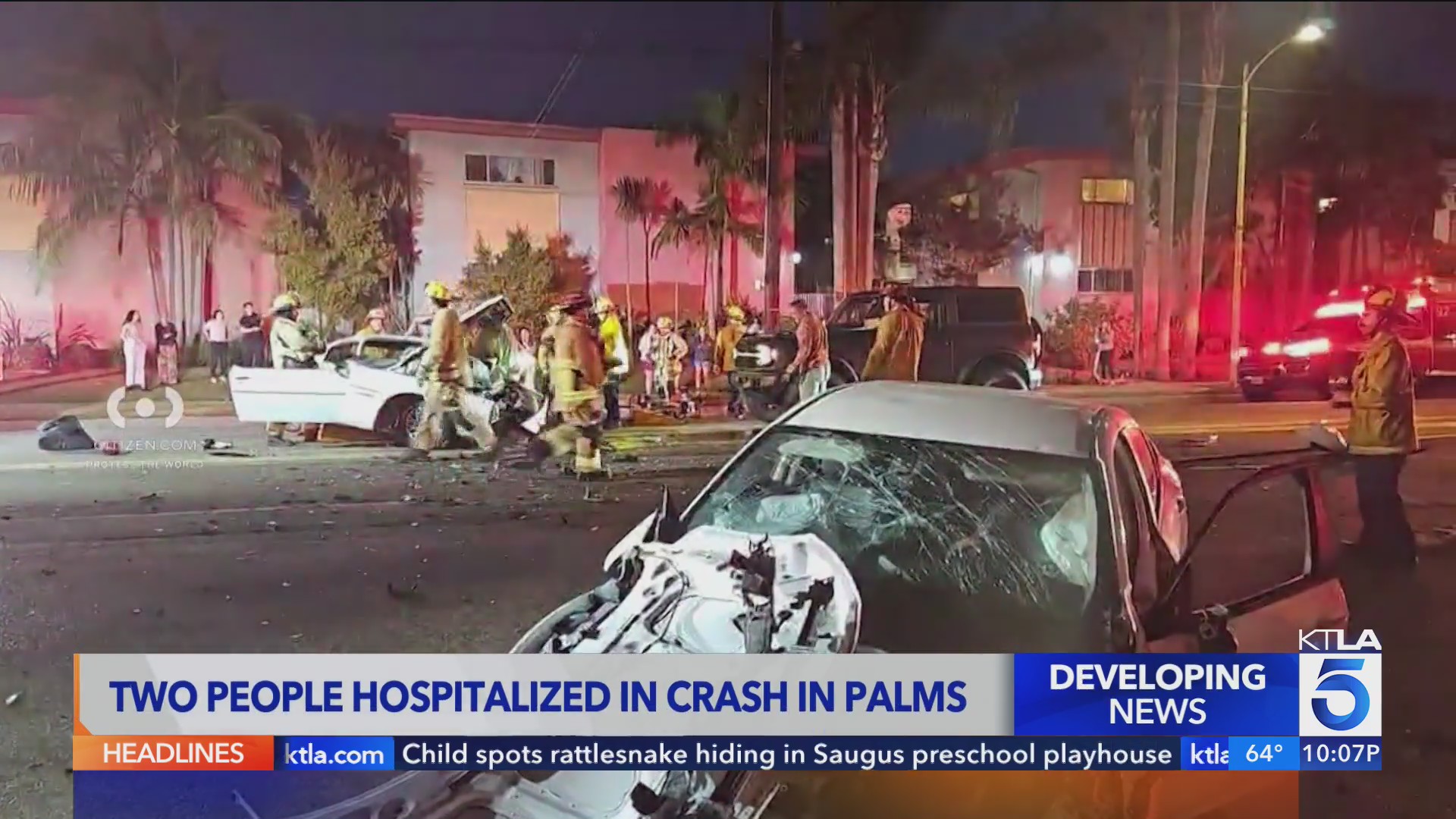 2 hospitalized after violent Palms crash