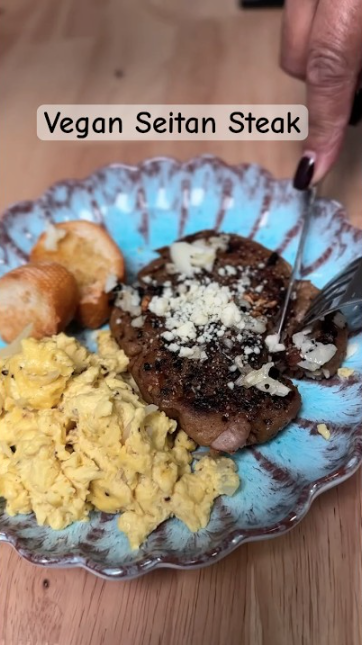 Vegan seitan steak high protein plant based alternative