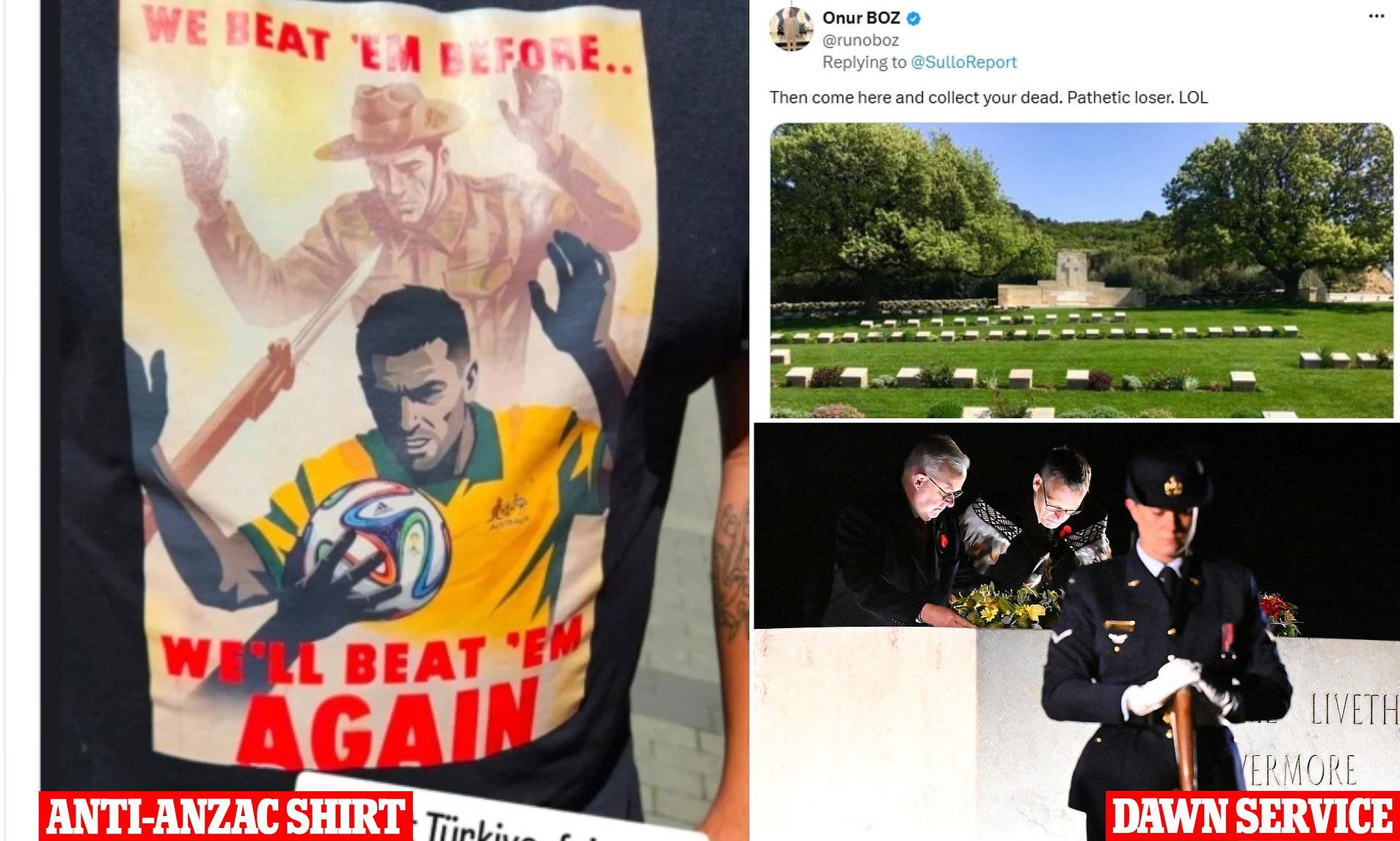 Turkey fans taunt Aussies with photos of diggers' graves in Gallipoli ...