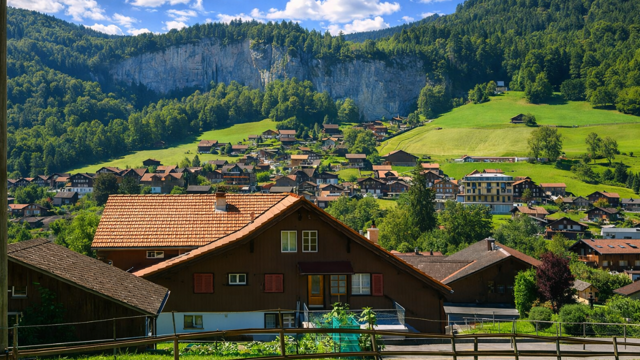 Promenad genom en av Schweiz vackraste byar (4K)