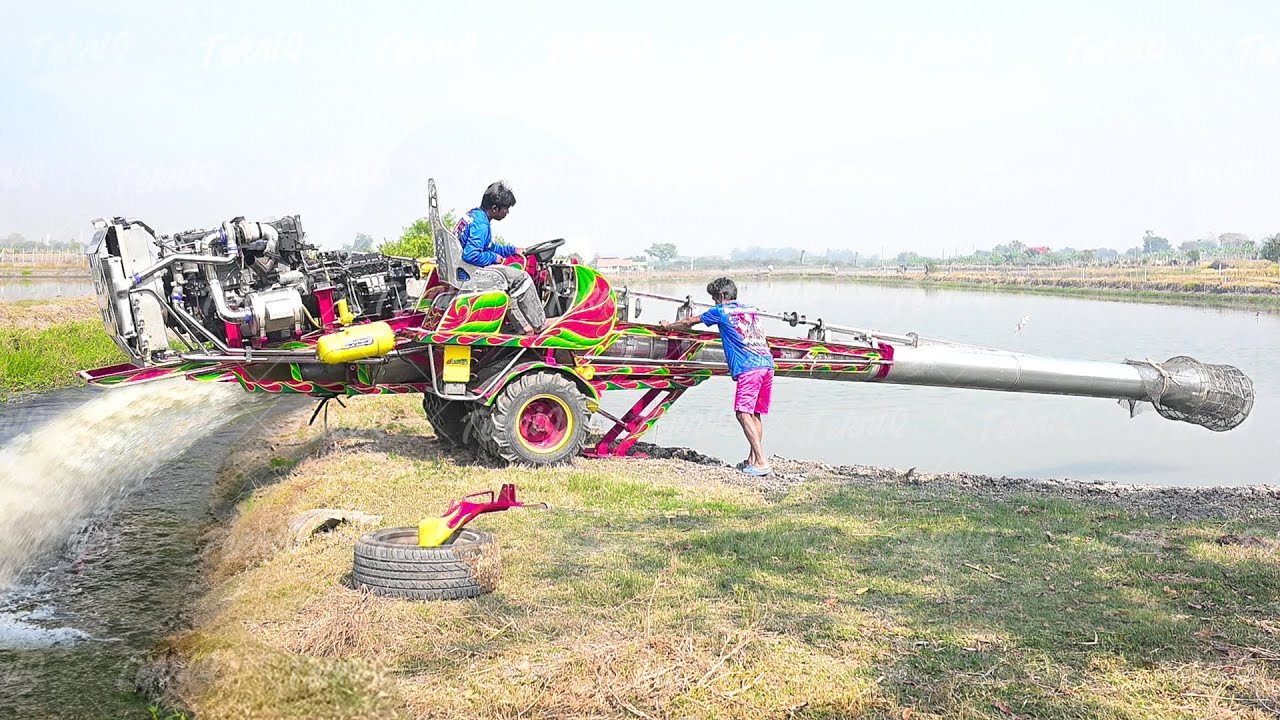 Starting massive custom made water pump in Thai farm