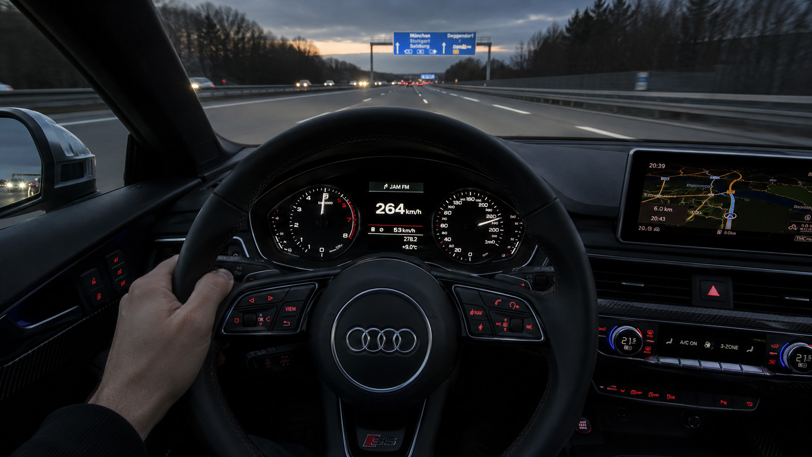How fast does the Audi S5 reach 264 km/h?