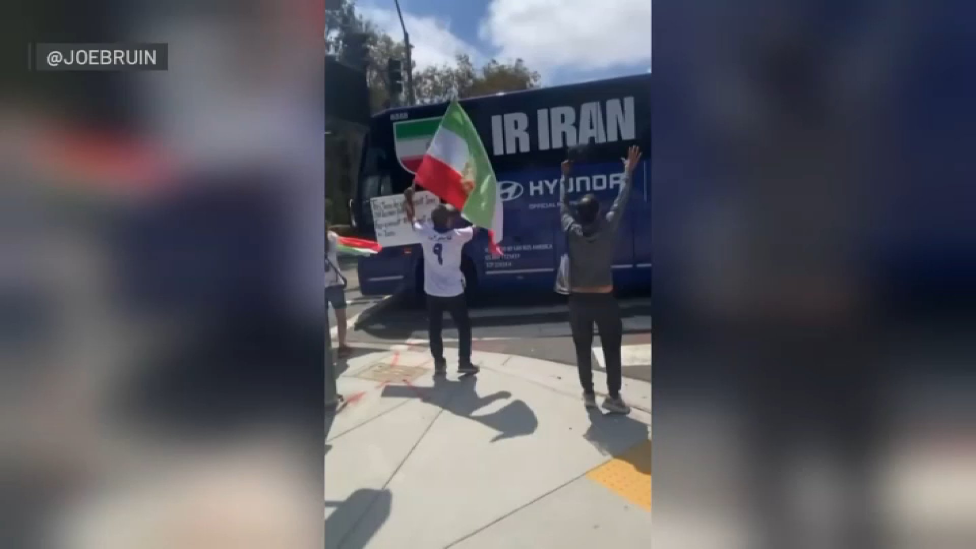 Protests underway as Iran men's national team arrives in LA County for ...