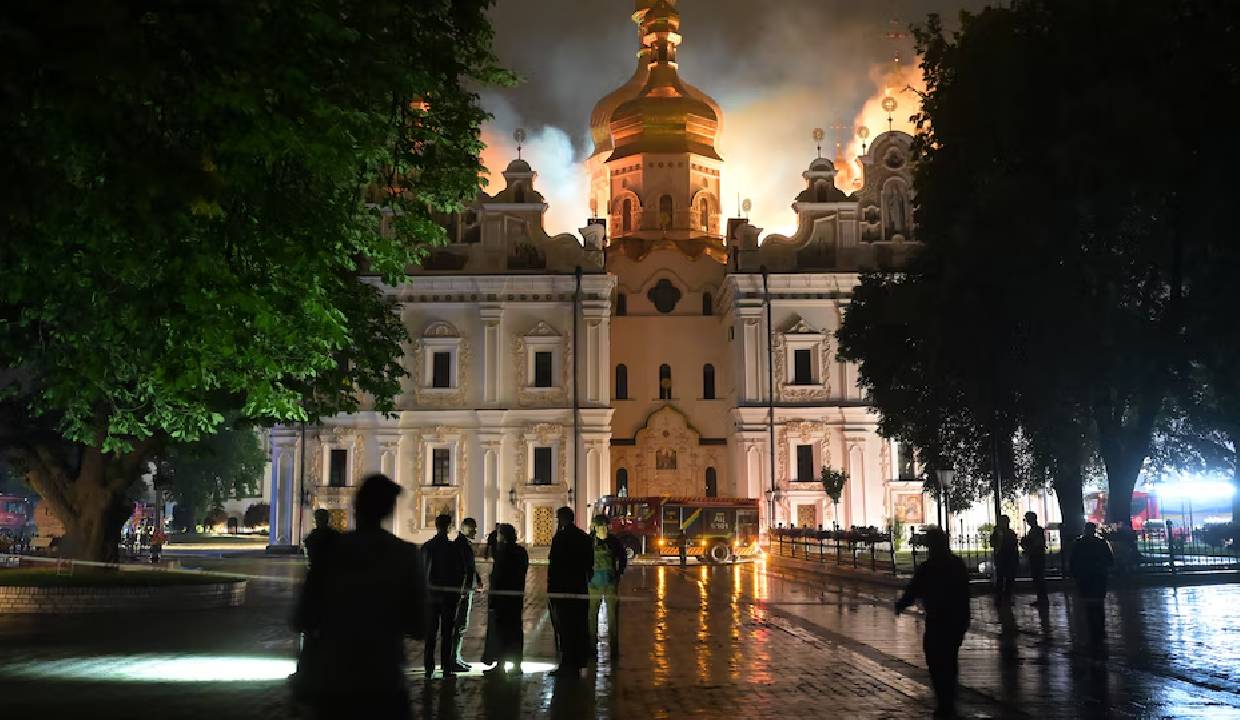 Russian missile and drone attack hits Kyiv, damages historic monastery ...