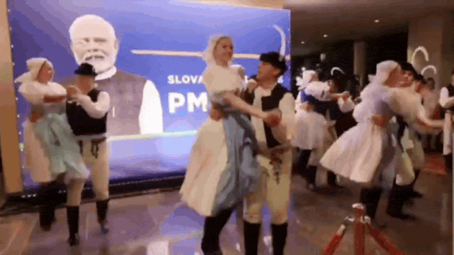 Watch: Slovak nationals welcome PM Modi with Vande Mataram, folk dance ...