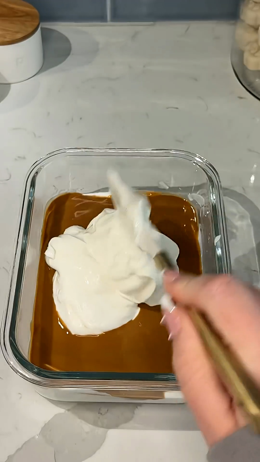 Tangy yogurt sets into a no-bake cheesecake flavored with cookie butter