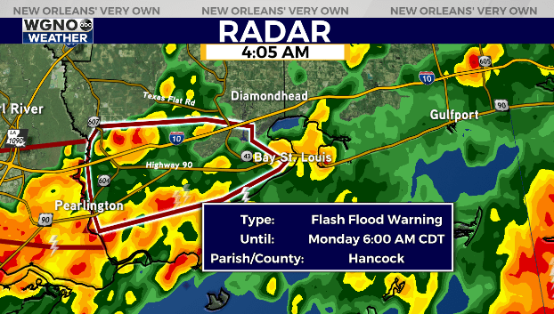 Flash flood warnings in effect for portions of LA/MS, more rain to come