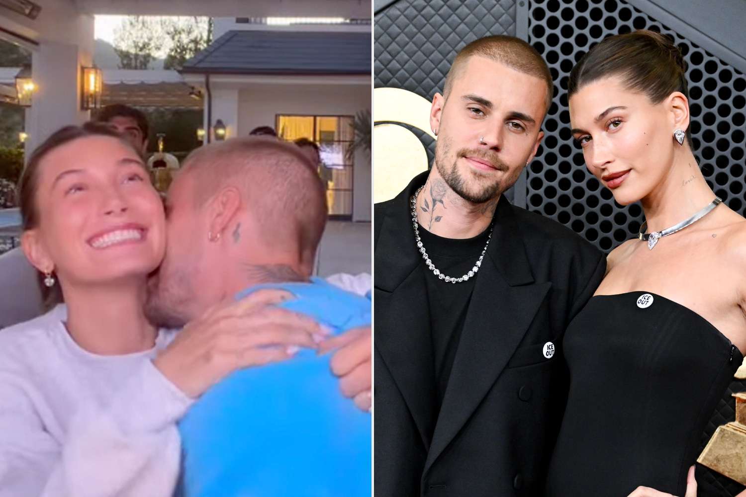 Justin Bieber passionately kisses wife Hailey as they celebrate the ...