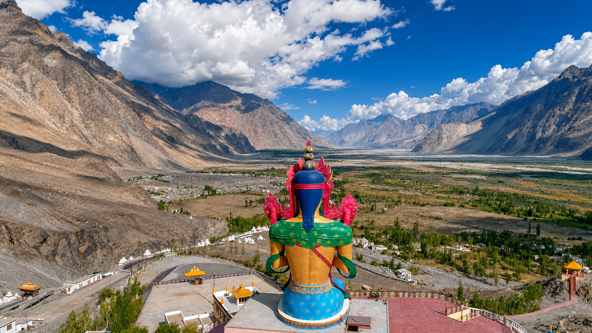 India remote mountain region with monasteries and valleys