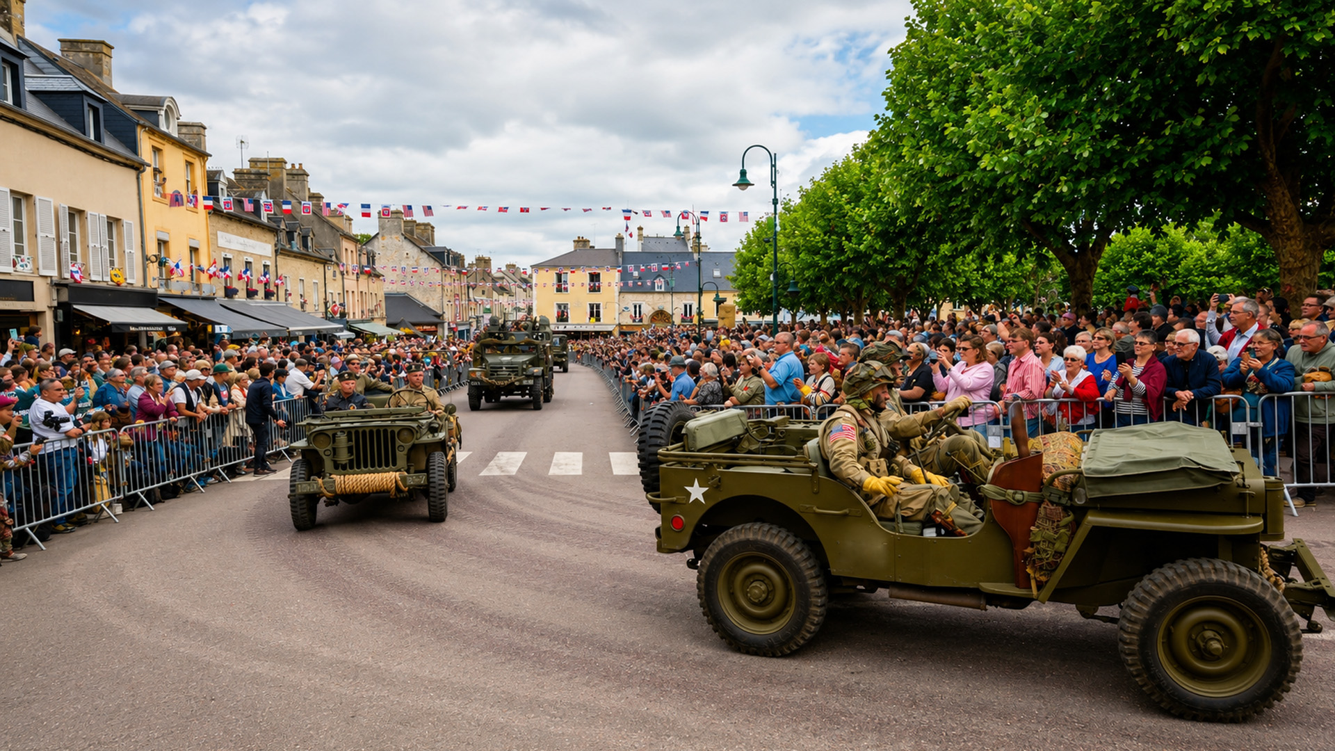 Walk through D-Day remembrance in Sainte Mère Église (4K)