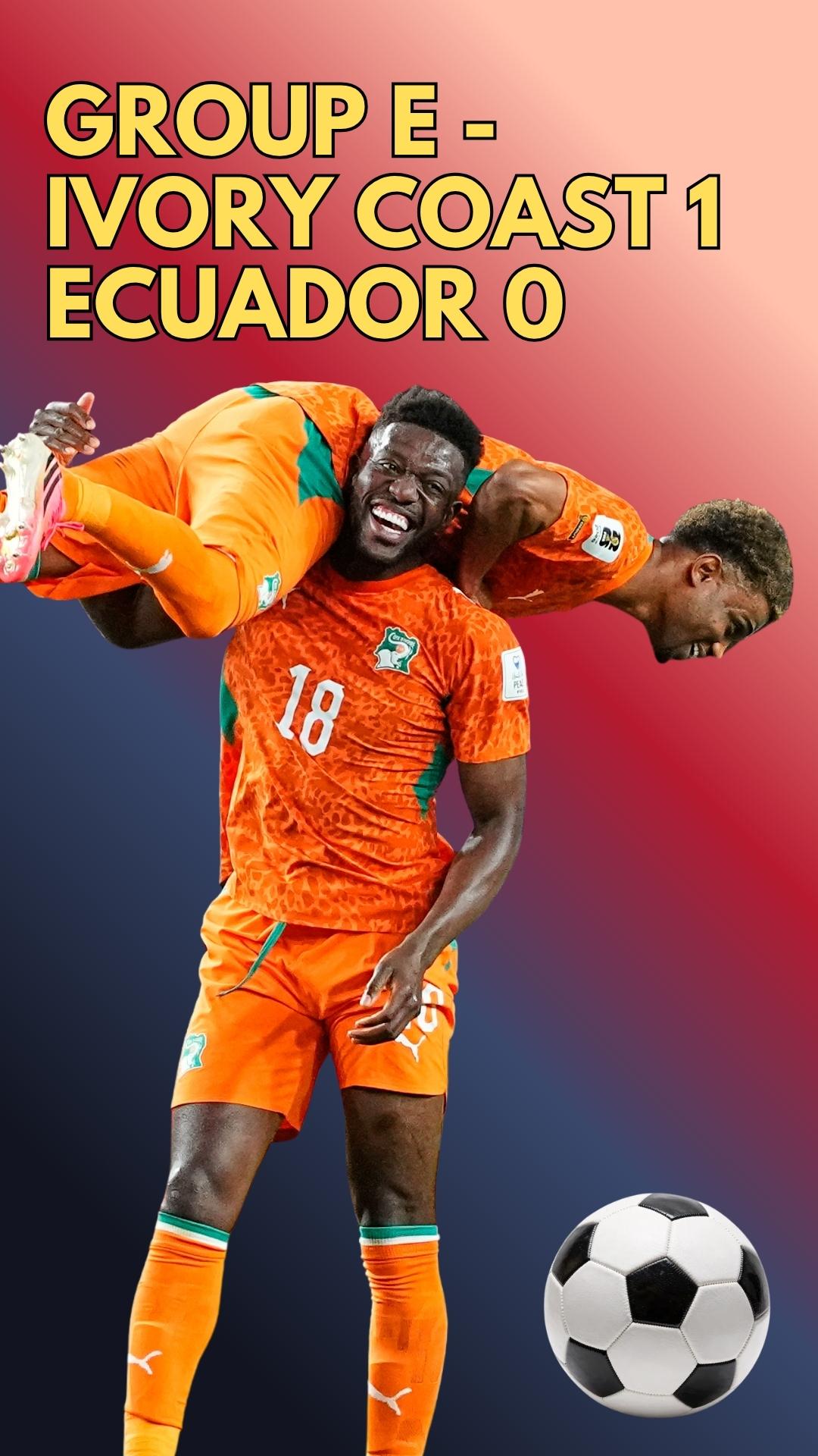Ivory Coast beat Ecuador 1-0 in their FIFA World Cup Group E opener ...