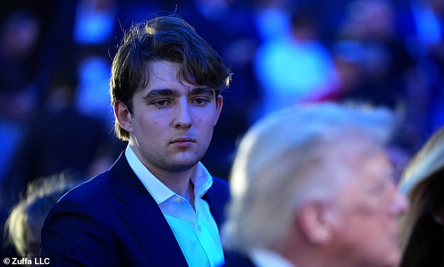 Barron Trump debuts stylish new look alongside parents at UFC event