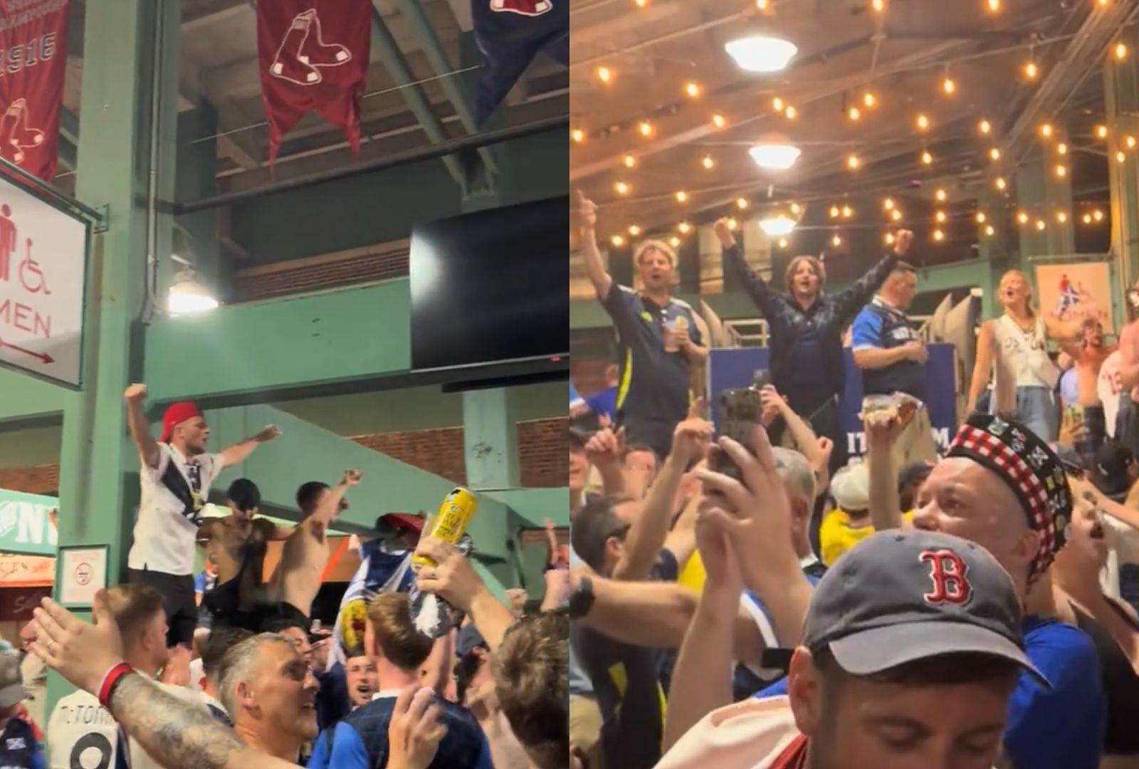 Watch moment Scotland fans march to Boston Red Sox game and chant ...