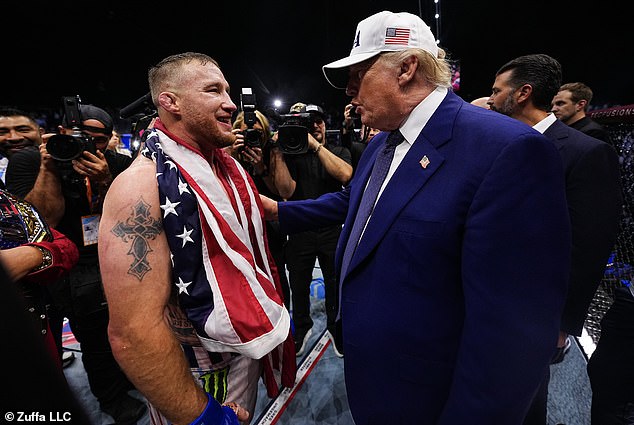 Trump whispers mystery message to UFC star as he and Melania storm the ...