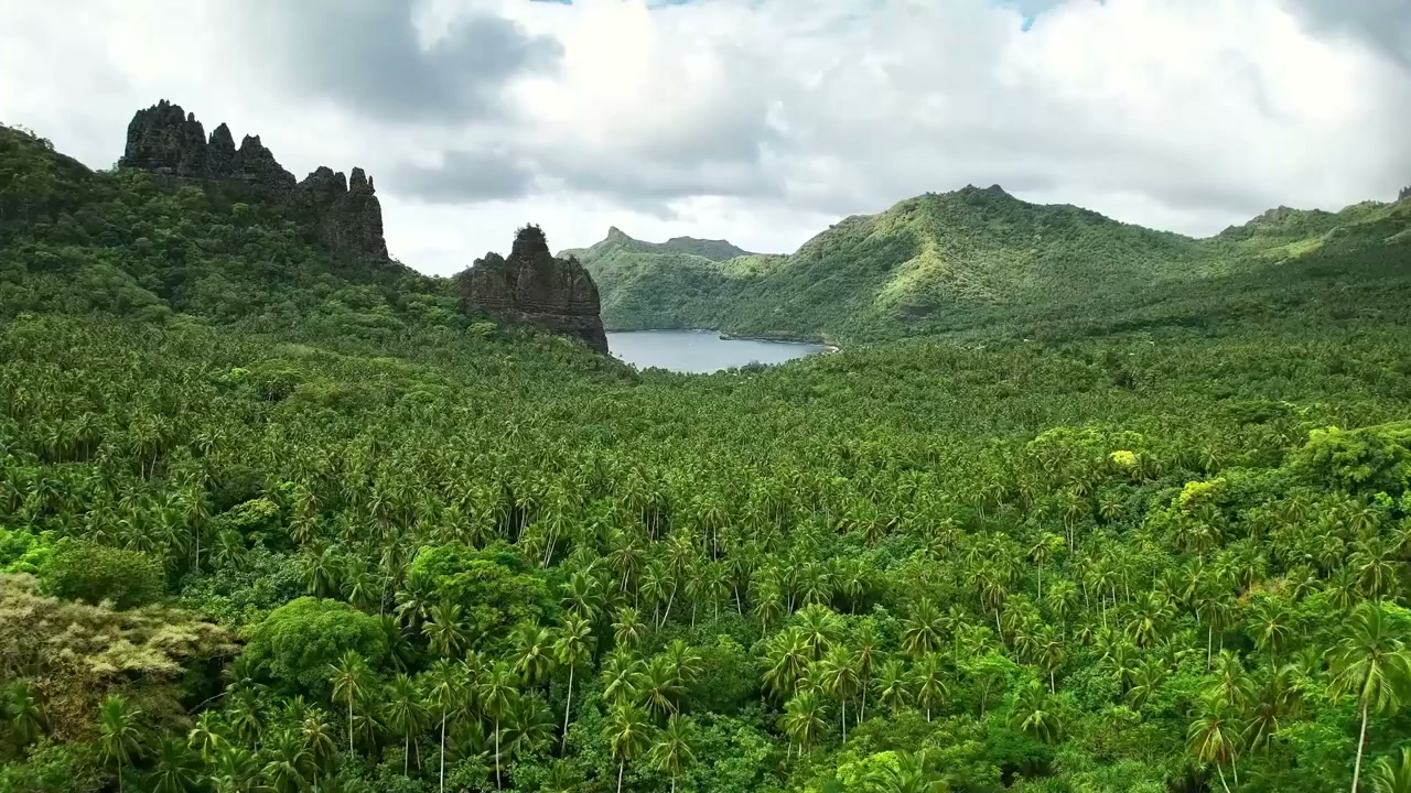 Nuku Hiva, French Polynesia: Drone views of volcanic coast