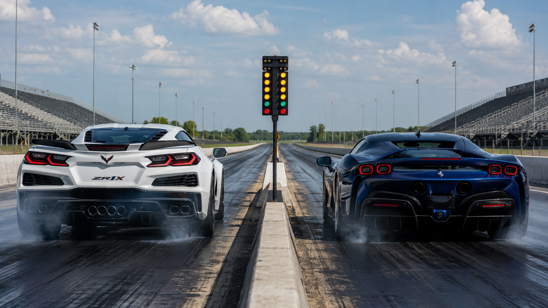 1,250HP new Corvette ZR1X takes on Ferrari SF90 drag race