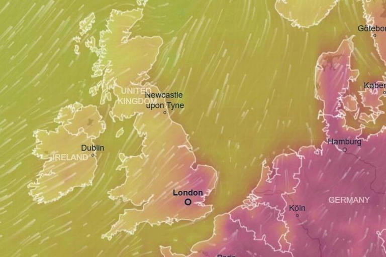 Met Office maps show temperatures hitting 28C in UK this week