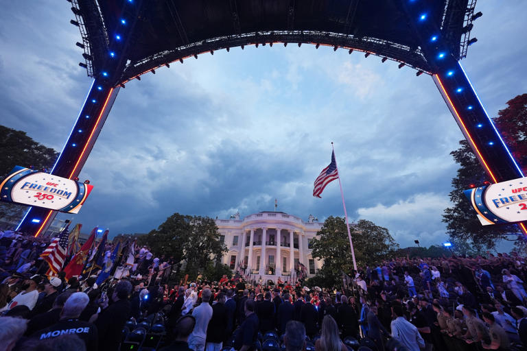 Trump and Dana White kick off UFC event on the White House South Lawn