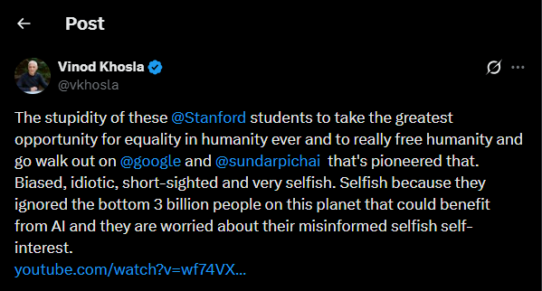 'Biased, idiotic,' Vinod Khosla slams Sundar Pichai boycott at Stanford ...
