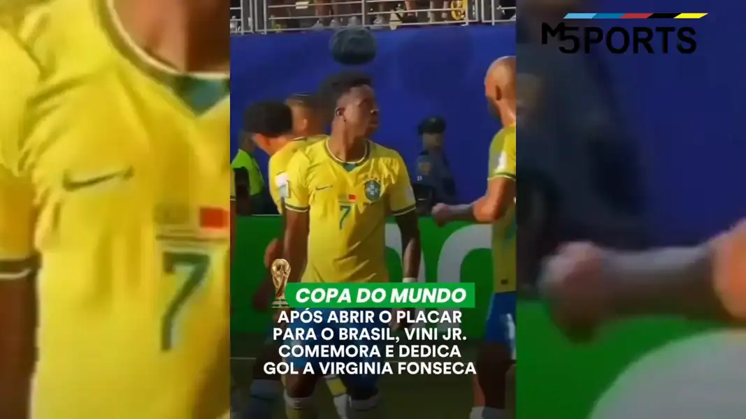 Após abrir o placar para o Brasil, Vinícius Júnior comemora e dedica ...