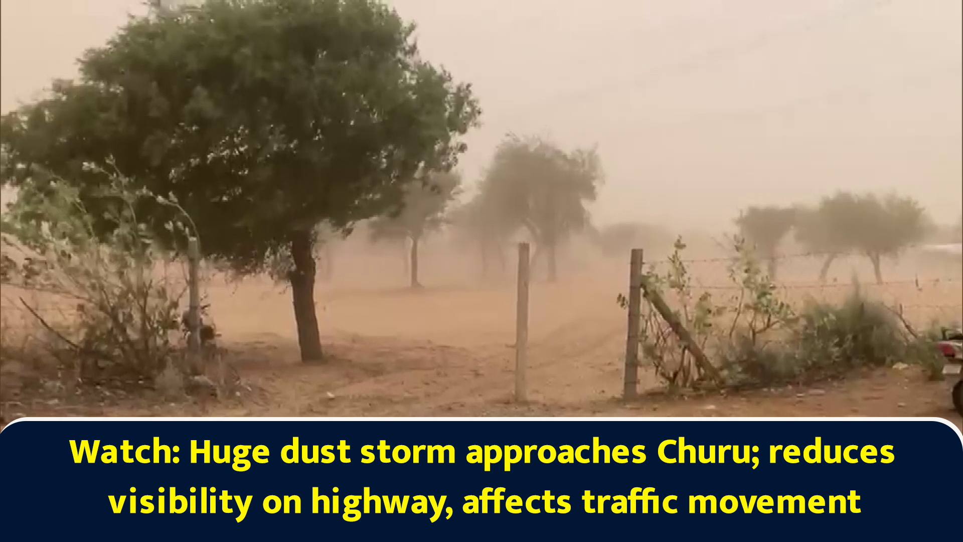 Watch: Huge dust storm approaches Churu; reduces visibility on highway ...