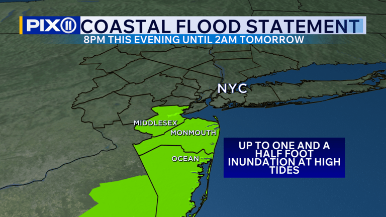 Coastal flood concerns for portions of the tri-state area