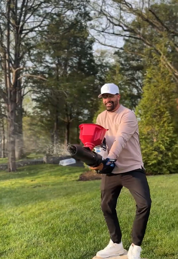 DIY grass seed blower tool for faster and even lawn seeding