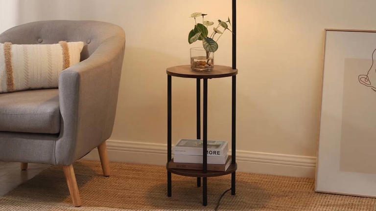 Get the Dewenwils farmhouse floor lamp with table for $60 — 50% off at ...