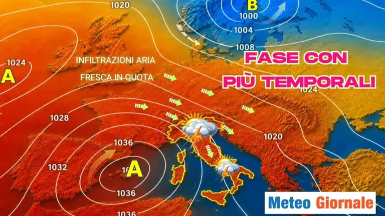 La mappa della settimana più instabile di giugno: temporali estesi