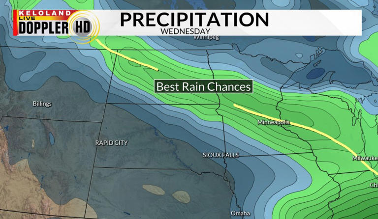 Scattered rain chances later today; strong NW winds ahead on Wednesday