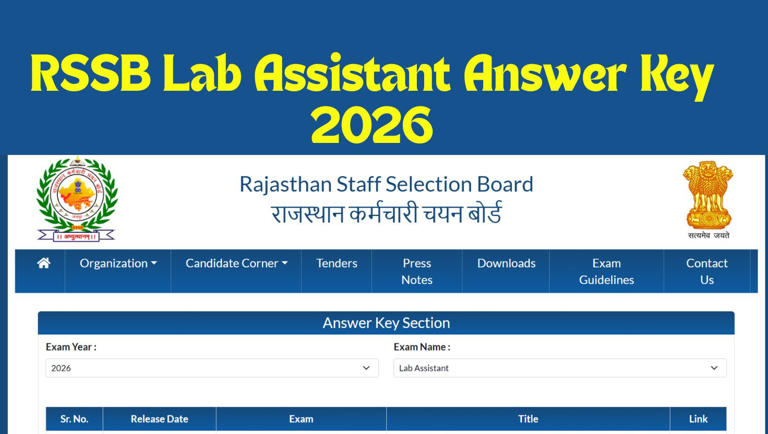 RSSB lab assistant answer key 2026 out at rssb.rajasthan.gov.in ...