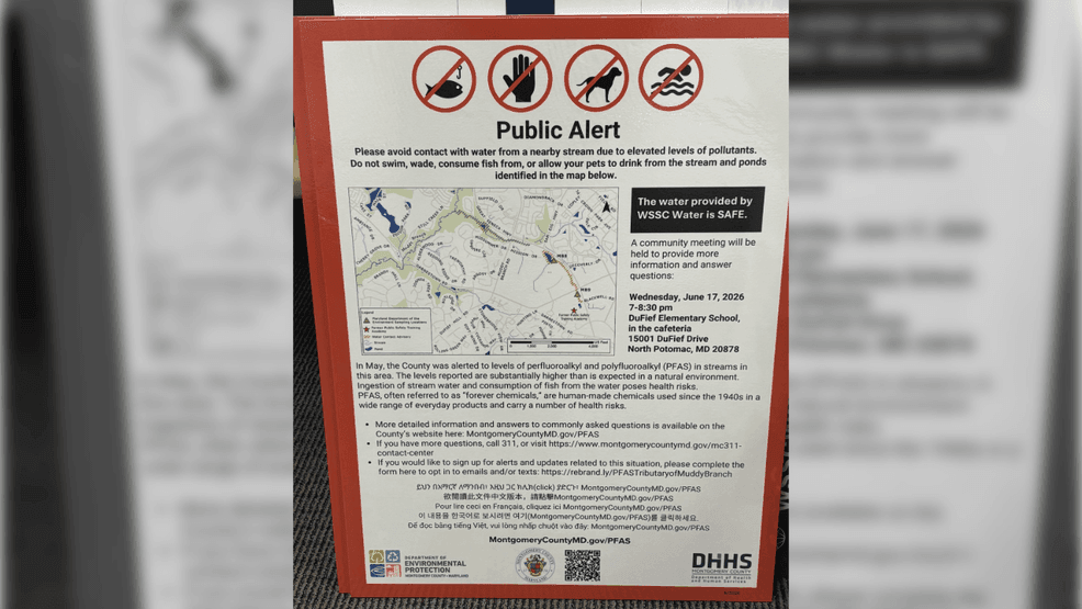 High levels of PFAS detected in Montgomery County streams, ponds