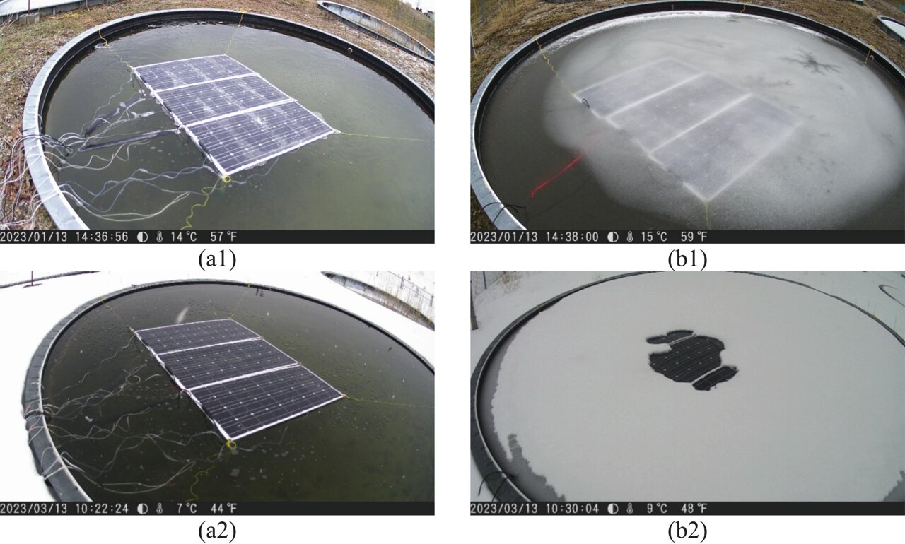 Floating solar panels keep working through icy Canadian winters