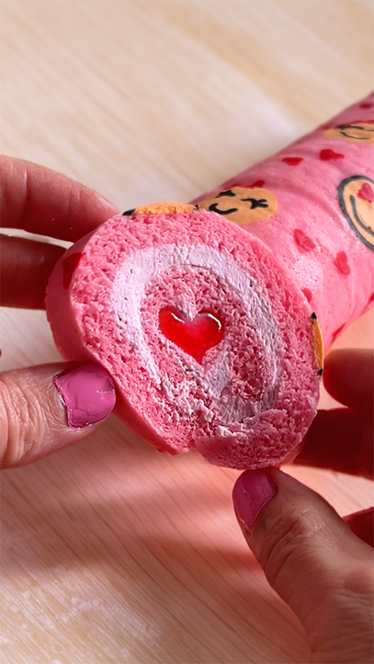 Viral pink roll cake