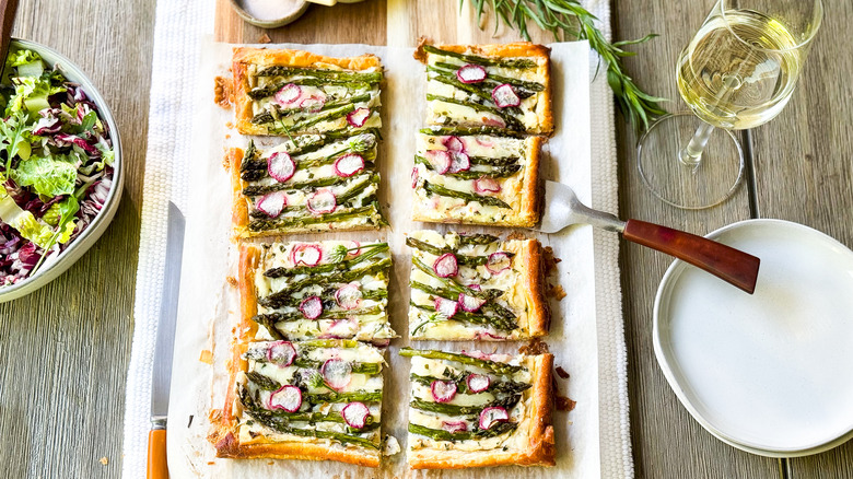 Springy asparagus and lemon ricotta tart recipe