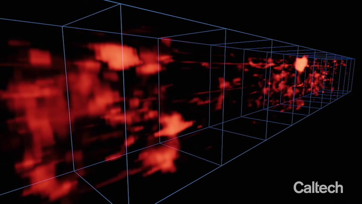 Distant 'cosmic web' gas filaments shown in 3D animation