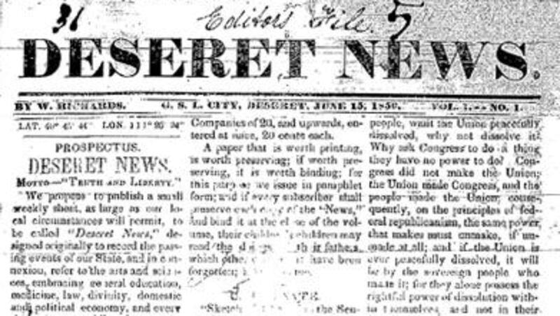 Deseret News archives: It started on this day in 1850 for the Deseret News