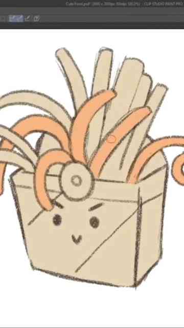 How to draw cute curly fries step by step