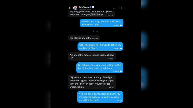 UFC star accuses Eric Trump of asking if fights are rigged