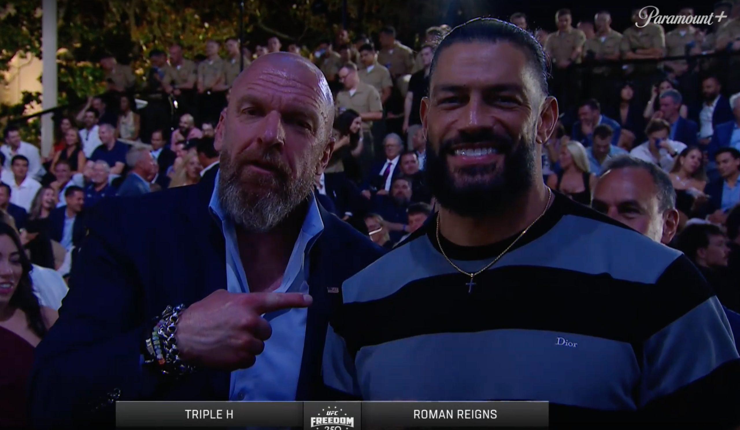 Triple H, Roman Reigns proudly represent WWE at UFC White House bread ...